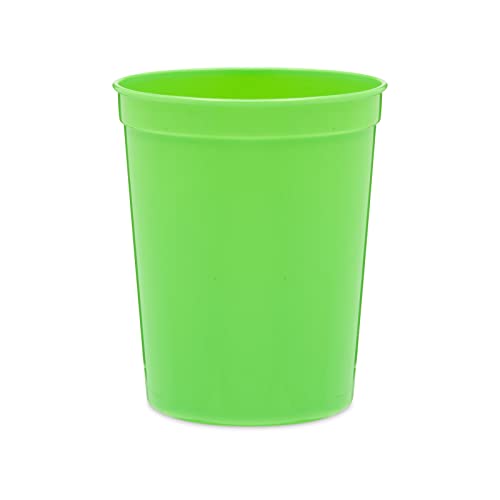 BLUE PANDA 24-Pack 16-Ounce Green Plastic Stadium Cups, Bulk Reusable Tumblers for All Occasions and Celebrations