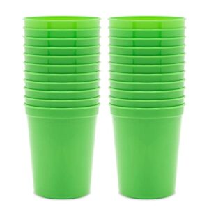 BLUE PANDA 24-Pack 16-Ounce Green Plastic Stadium Cups, Bulk Reusable Tumblers for All Occasions and Celebrations