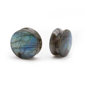 painful pleasures labradorite convex stone double flared plug — price per 1 — 22mm ~ 7/8"