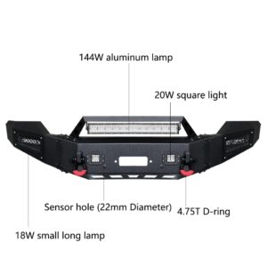 Vijay Front and Rear Bumper Compatible with 2011-2016 Ford F250 F350 F450 Super Duty with Winch Plate and Lights