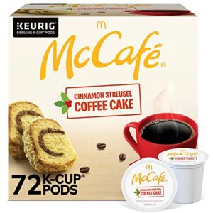 mccafe cinnamon streusel coffee cake coffee, keurig single serve k-cup pods, 72 count