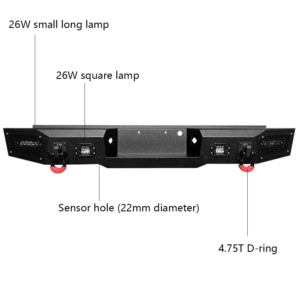 Vijay Front and Rear Bumper Compatible with 2011-2016 Ford F250 F350 F450 Super Duty with Winch Plate and Lights