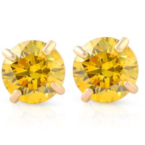 1/2ct fancy yellow diamond studs 14k yellow gold screw back lab grown earrings