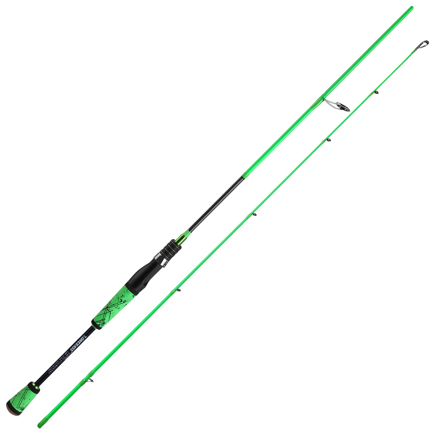 One Bass Fishing Pole 24 Ton Carbon Fiber Casting and Spinning Rods - Two Pieces, SuperPolymer Handle Fishing Rod for Bass Fishing -Green-Spin-7'0"