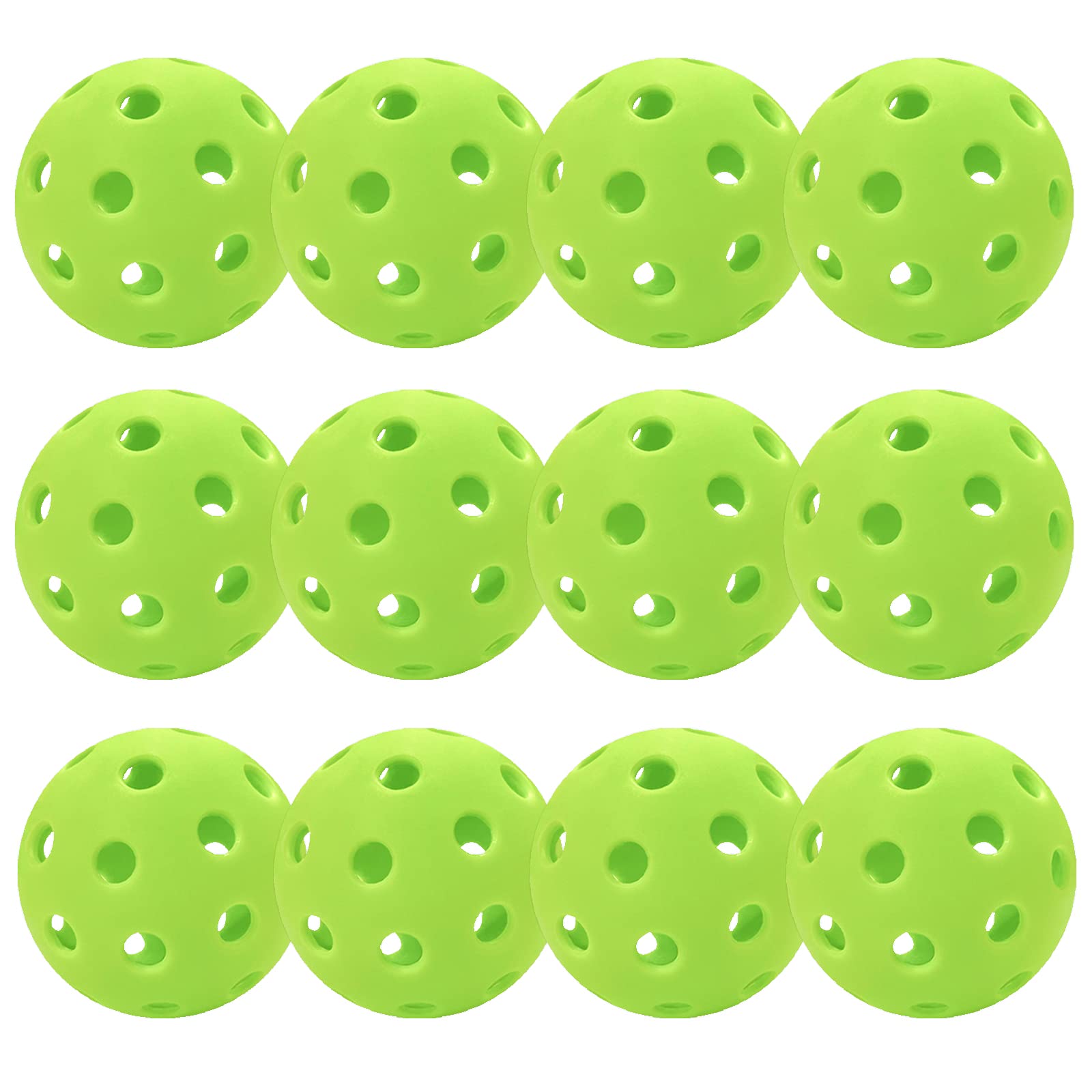 Eupboron 12 Pack Pickleball Balls Outdoor 40 Holes Training Pickle Ball