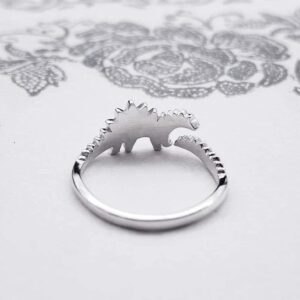 Beccalame Cute Dinosaur promise Ring Opening Adjustable Matching Ring For Women besties Ring (Stegosaurus + long-necked dragon)