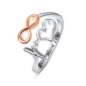 dreamboat infinity heart rings for women 925 sterling silver heartbeat faith hope love open band finger ring birthday christian jewelry gift