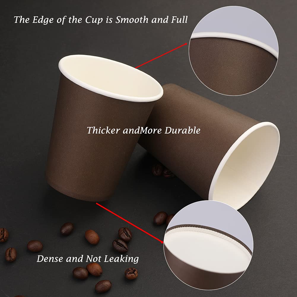 BALDCC 75 Packs of Brown Paper Hot Cups, 8 oz Disposable Paper Cups, Hot Coffee Cups, Beverage Cups, Suitable for Offices, Home Kitchens, Coffee Shops（Brown）