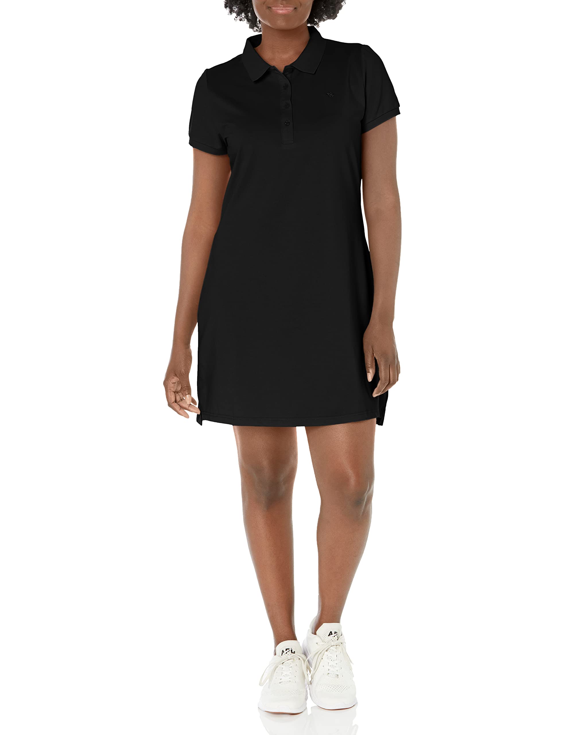 JINSHI Women’s Golf Dress Quick Dry Short Sleeve Polo Dress Tennis/Workout/Sport Dress Black Medium