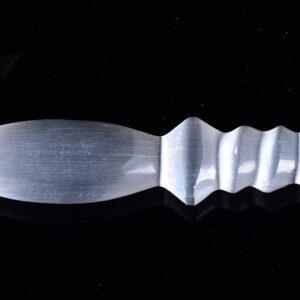 JIC Gem Carving Selenite Spiral Dagger 7 inches,Selenite Crystal Stone Knife 18cm, Selenite Sword Healing