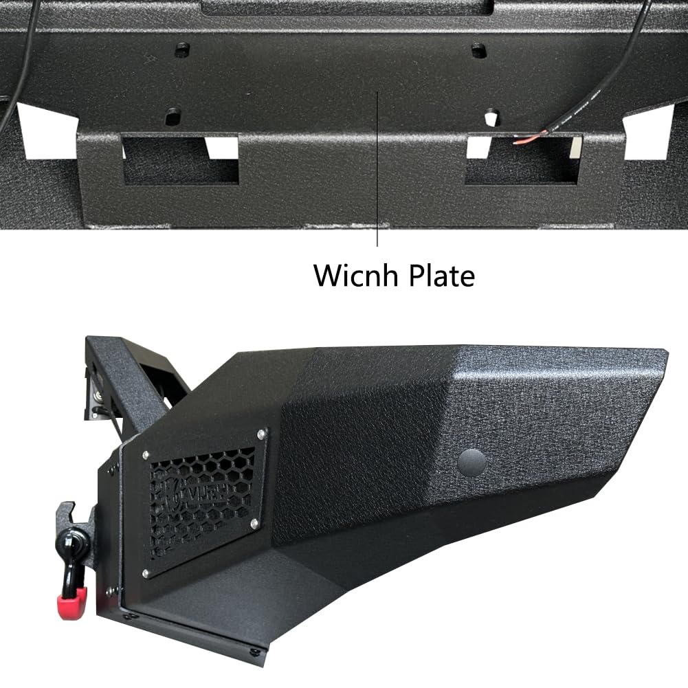 Vijay Front and Rear Bumper Compatible with 2011-2016 Ford F250 F350 F450 Super Duty with Winch Plate and Lights