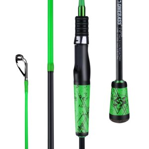 one bass fishing pole 24 ton carbon fiber casting and spinning rods - two pieces, superpolymer handle fishing rod for bass fishing -green-spin-7'0"