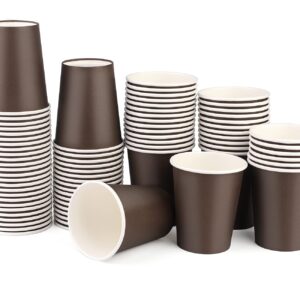 BALDCC 75 Packs of Brown Paper Hot Cups, 8 oz Disposable Paper Cups, Hot Coffee Cups, Beverage Cups, Suitable for Offices, Home Kitchens, Coffee Shops（Brown）