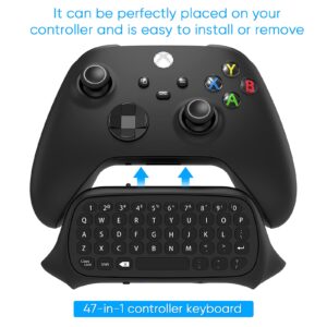 FYOUNG Keyboard for Xbox Series X/S Controller, for Xbox One/S/Controller Gamepad, 2.4Ghz Mini QWERTY Keyboard Gaming Chatpad with Audio/Headset Jack for XSX (Black)