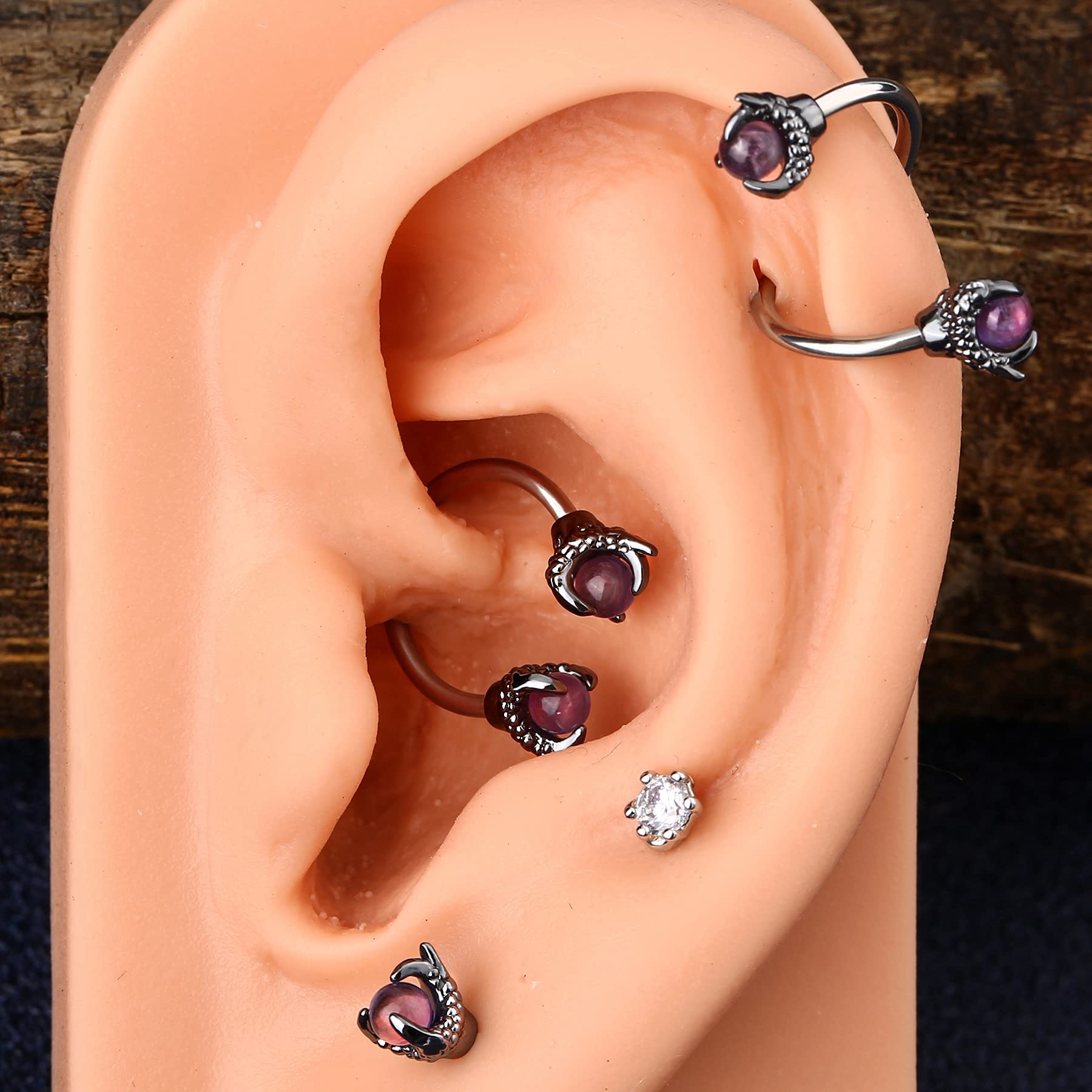 OUFER 3PCS Cartilage Earrings 316L Surgical Steel Mixed Earrings With Dragon Claw Twist Helix Earring Ear Body Piercing Jewelry Tragus Earring