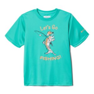 Columbia Youth Boys Terminal Tackle PFG LGF Short Sleeve, Electric Turquoise/Bright Nectar, X-Large