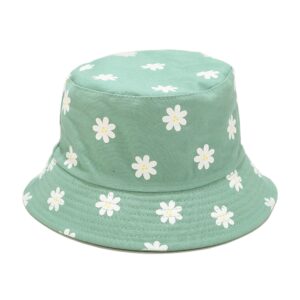 mashiaoyi unisex print double-side-wear reversible bucket hat small flower green