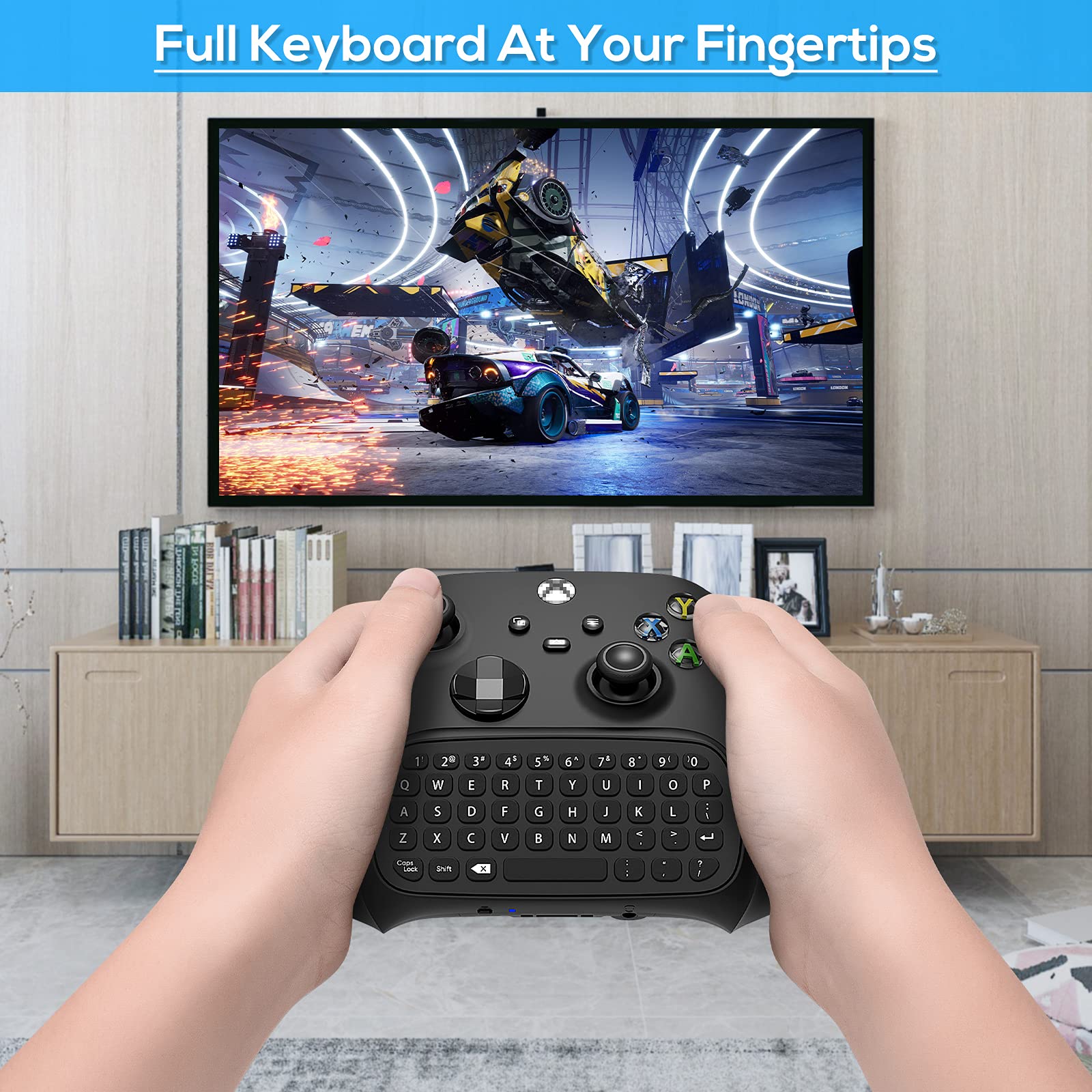 FYOUNG Keyboard for Xbox Series X/S Controller, for Xbox One/S/Controller Gamepad, 2.4Ghz Mini QWERTY Keyboard Gaming Chatpad with Audio/Headset Jack for XSX (Black)