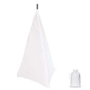 ucare floor speaker stand covers metal heavy duty support stand cover for weddings banquets events 3 sided triangular dj speaker stand tripod cover scrim (one pack-white)