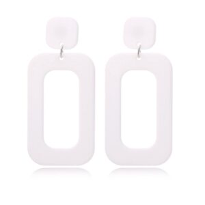 diyanmmy retro simple acrylic geometric square hollow earrings for women white statement drop earring (acrylic square hollow earrings)