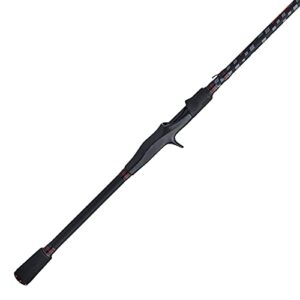 abu garcia 7’6” vendetta casting fishing rod, 1-piece rod, 12-25lb line rating, medium heavy rod power, fast action, 3/8-1 1/4 oz. lure rating, black