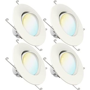 sunco 4 pack led can lights eyeball retrofit gimbal 5/6 inch recessed lights 12w=60w, 5 colors 2700k/3000k/3500k/4000k/5000k, 800 lm, directional angled trim adjustable ceiling downlight ul