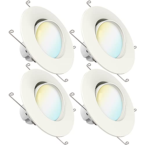 Sunco 4 Pack LED Can Lights Eyeball Retrofit Gimbal 5/6 Inch Recessed Lights 12W=60W, 5 Colors 2700K/3000K/3500K/4000K/5000K, 800 LM, Directional Angled Trim Adjustable Ceiling Downlight UL