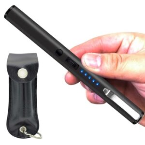 fightsense heavy duty pain pen stun gun with flashlight & pepper spray for men and women self-defense with 35,000,000 v intolerable charge (black)