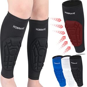 hobrave 2pcs soccer shin guards padded calf compression sleeves supports for shin splint