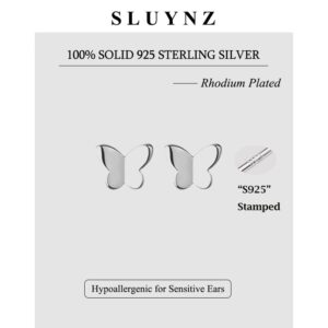 SLUYNZ 925 Sterling Silver Tiny Butterfly Earrings Studs for Women Teen Girls Tiny Studs Earrings (A-Silver)