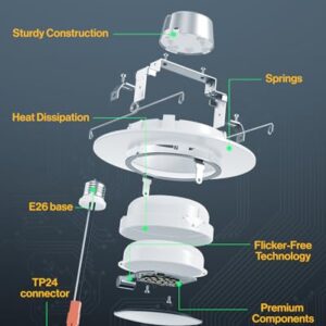 Sunco 4 Pack LED Can Lights Eyeball Retrofit Gimbal 5/6 Inch Recessed Lights 12W=60W, 5 Colors 2700K/3000K/3500K/4000K/5000K, 800 LM, Directional Angled Trim Adjustable Ceiling Downlight UL