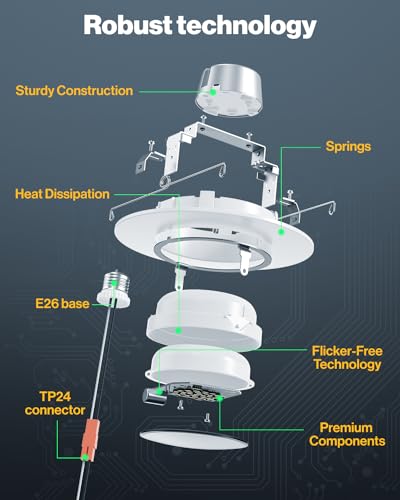 Sunco 4 Pack LED Can Lights Eyeball Retrofit Gimbal 5/6 Inch Recessed Lights 12W=60W, 5 Colors 2700K/3000K/3500K/4000K/5000K, 800 LM, Directional Angled Trim Adjustable Ceiling Downlight UL