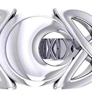 US Jewels Ladies 925 Sterling Silver Trinity Knot & Crescent Moon Ring, Size 4.5