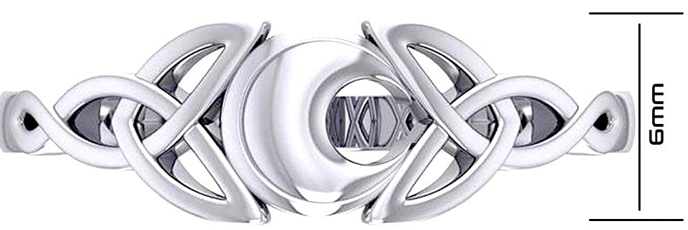 US Jewels Ladies 925 Sterling Silver Trinity Knot & Crescent Moon Ring, Size 4.5