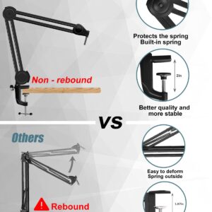 Boseen Microphone Boom Arm Stand for Blue Yeti with Shock Mount Foam Cover, Heavy Duty Boom Scissor Arm Stand for Blue Yeti, Broadcasting and Recording