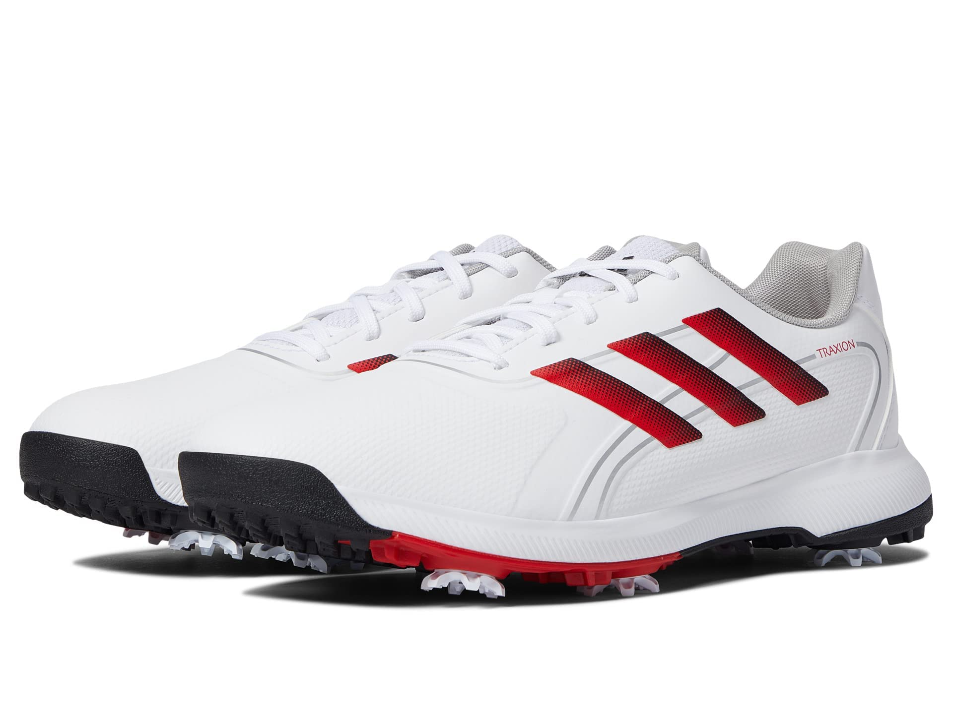 adidas Men's Traxion LITE MAX Wide Golf Shoes, Footwear White/Core Black/Vivid Red, 9.5