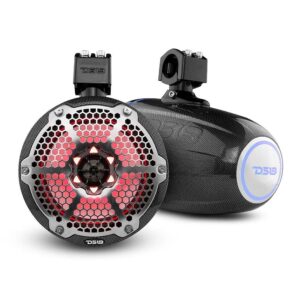 ds18 hydro cf-x8tp 8" marine towers with integrated rgb led lights - high performance, marine grade ip65 rated, uv stable, 375 w max 125 w rms 4 ohms (pair)