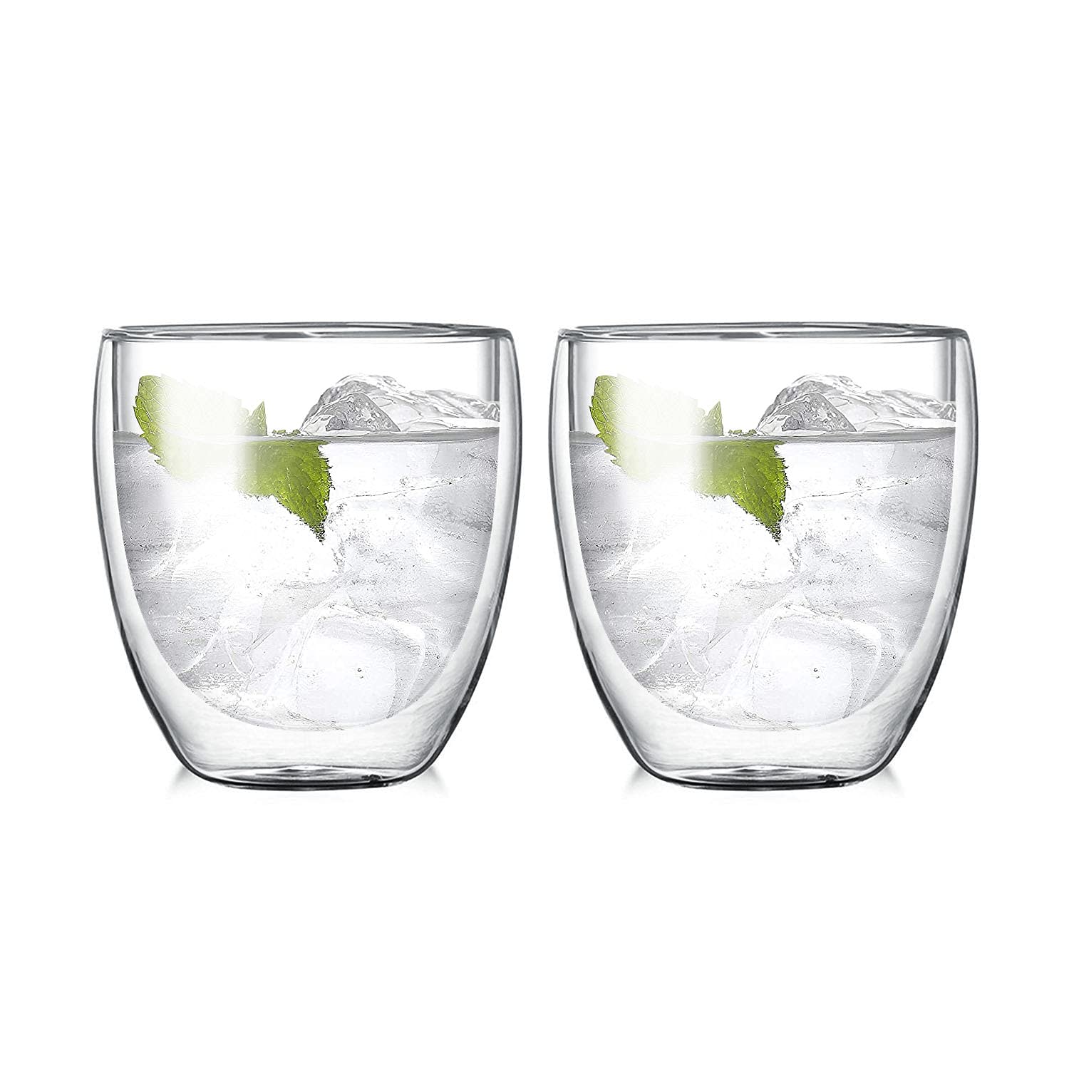 COLOCUP Double-Wall Insulated Glasses, Clear, 8 Ounces Each, Insulated Glass Coffee Set of 2