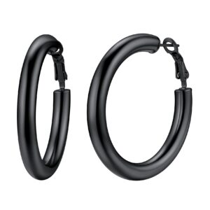 hoop earrings 40mm diameter| black hoop earrings lightweight hypoallergenic earring minimalist jewelry