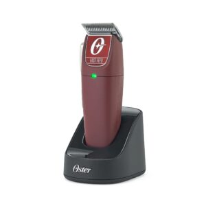 oster professional cordless hair clippers, fast feed for barbers and hair cutting with detachable blade, burgundy