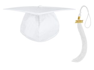 herrenbek shiny kindergarten graduation cap with 2024 2025 tassel adjustable preschool kids for boys or girls white