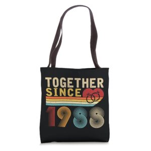 together since 1988 vintage couple 33rd wedding anniversary tote bag