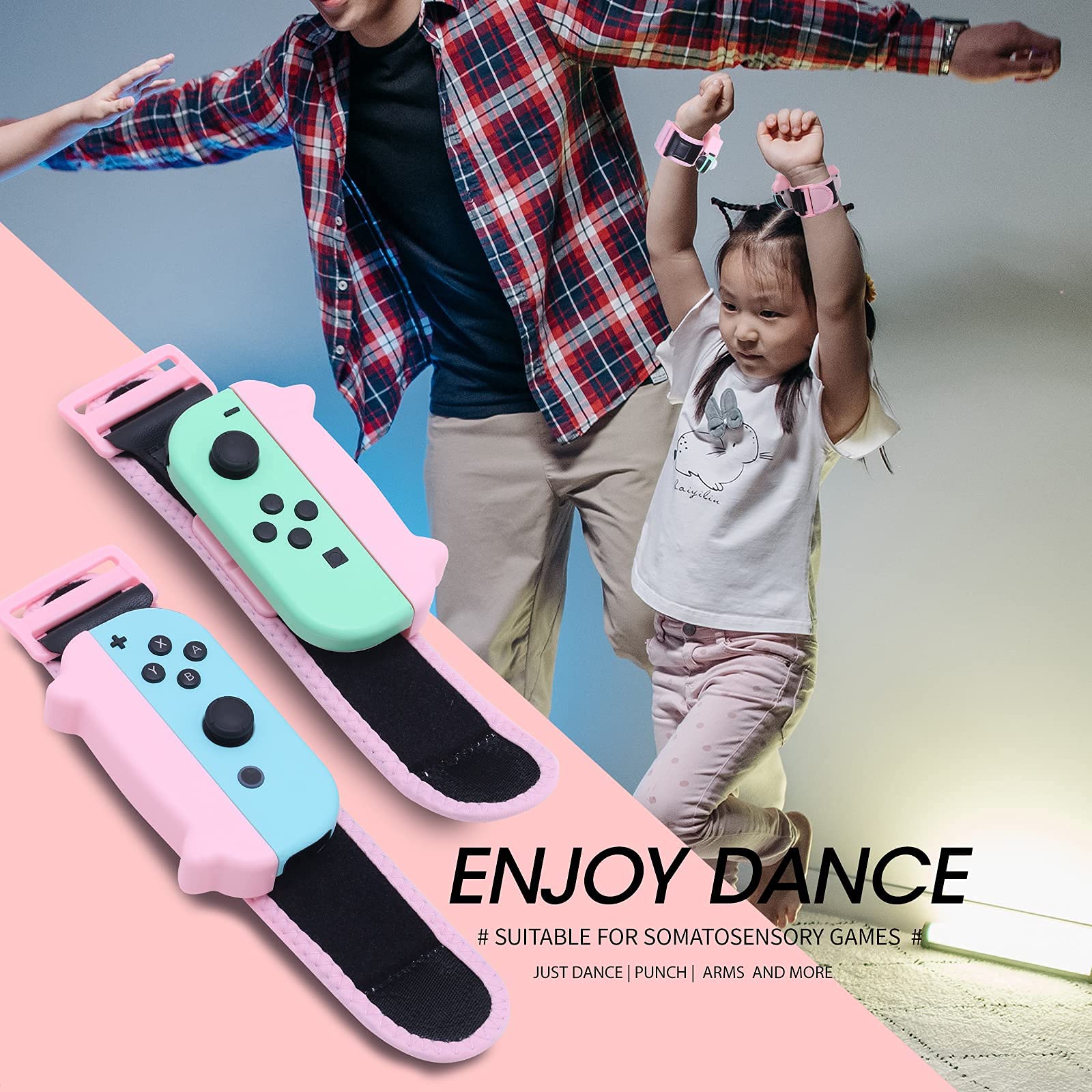 NANANINO Dance Switch Wristband, Wrist Bands for Dance Switch 2024 2023 2022 2021 2020, Adjustable Elastic Straps for Just Dance 2024 Switch (2 Packs for Kid)