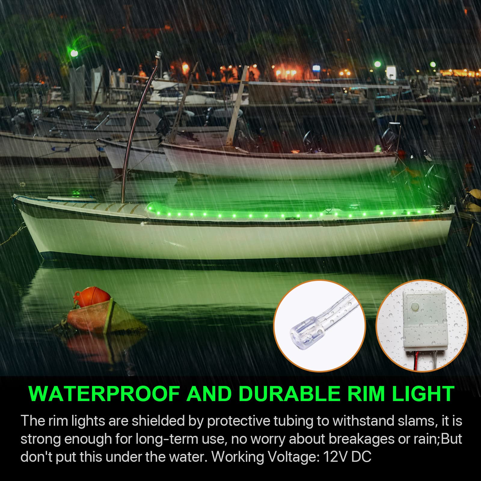 LED Boat Strip Lights, 16.4Ft Remote Control Boat Lights, 16 Color Change, Waterproof Boat Interior Light, Boat Deck Light, Bright at Night, Good for Pontoon Boat, Bass Boat, Fishing Boat,Yacht,Vessel