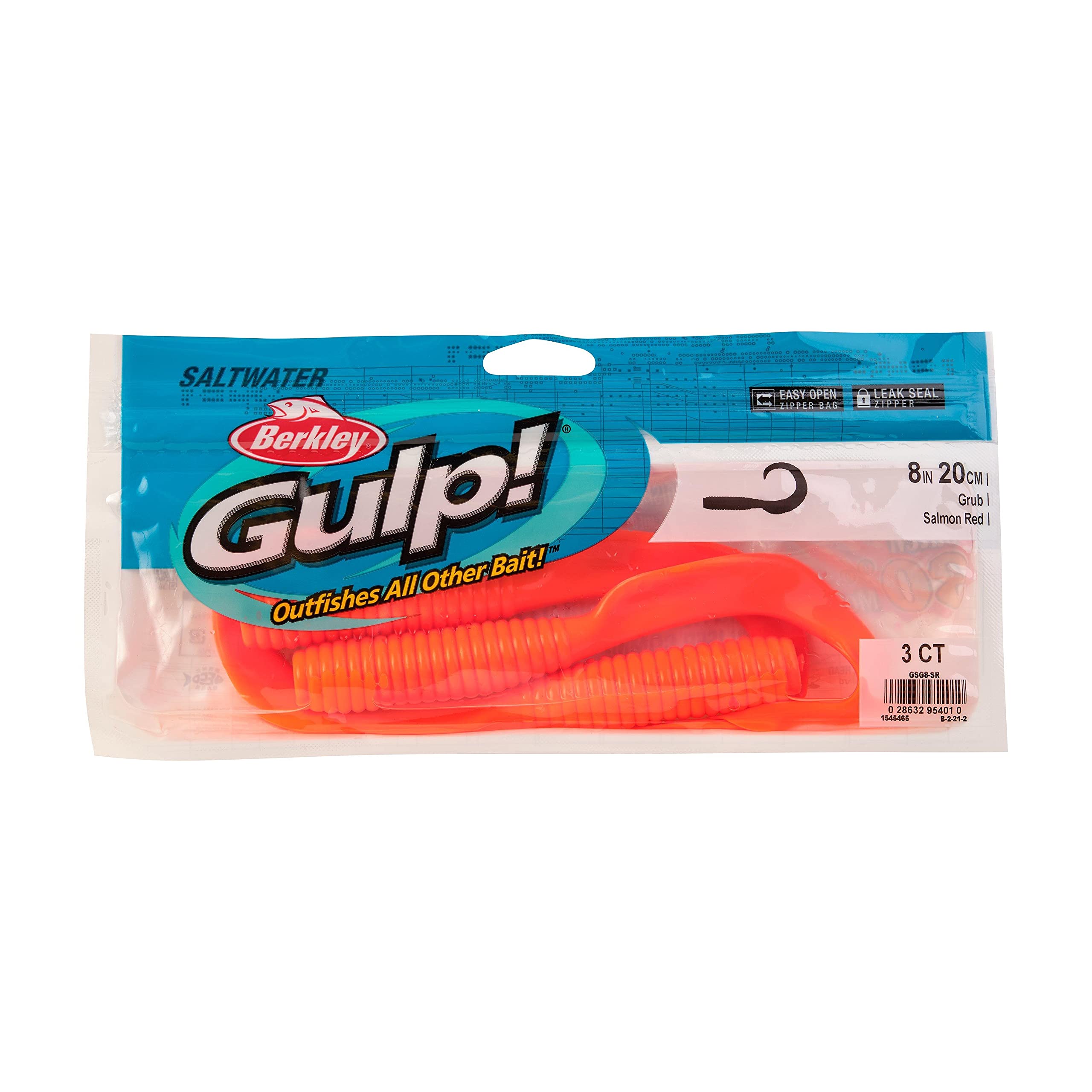 Berkley Gulp! Grub Fishing Soft Bait, Salmon Red, 8"