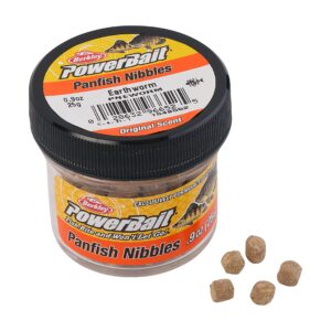 berkley powerbait panfish nibbles fishing soft bait, earthworm, small jar