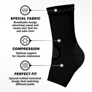 POWERLIX Knee Brace + Ankle Brace (Pair) Compression Support Sleeve for Men & Women, Knee and Ankle Support for Weightlifting, Workout (Black, Large) (Check the Size Chart First)