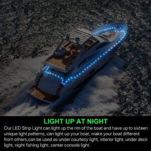 LED Boat Strip Lights, 16.4Ft Remote Control Boat Lights, 16 Color Change, Waterproof Boat Interior Light, Boat Deck Light, Bright at Night, Good for Pontoon Boat, Bass Boat, Fishing Boat,Yacht,Vessel