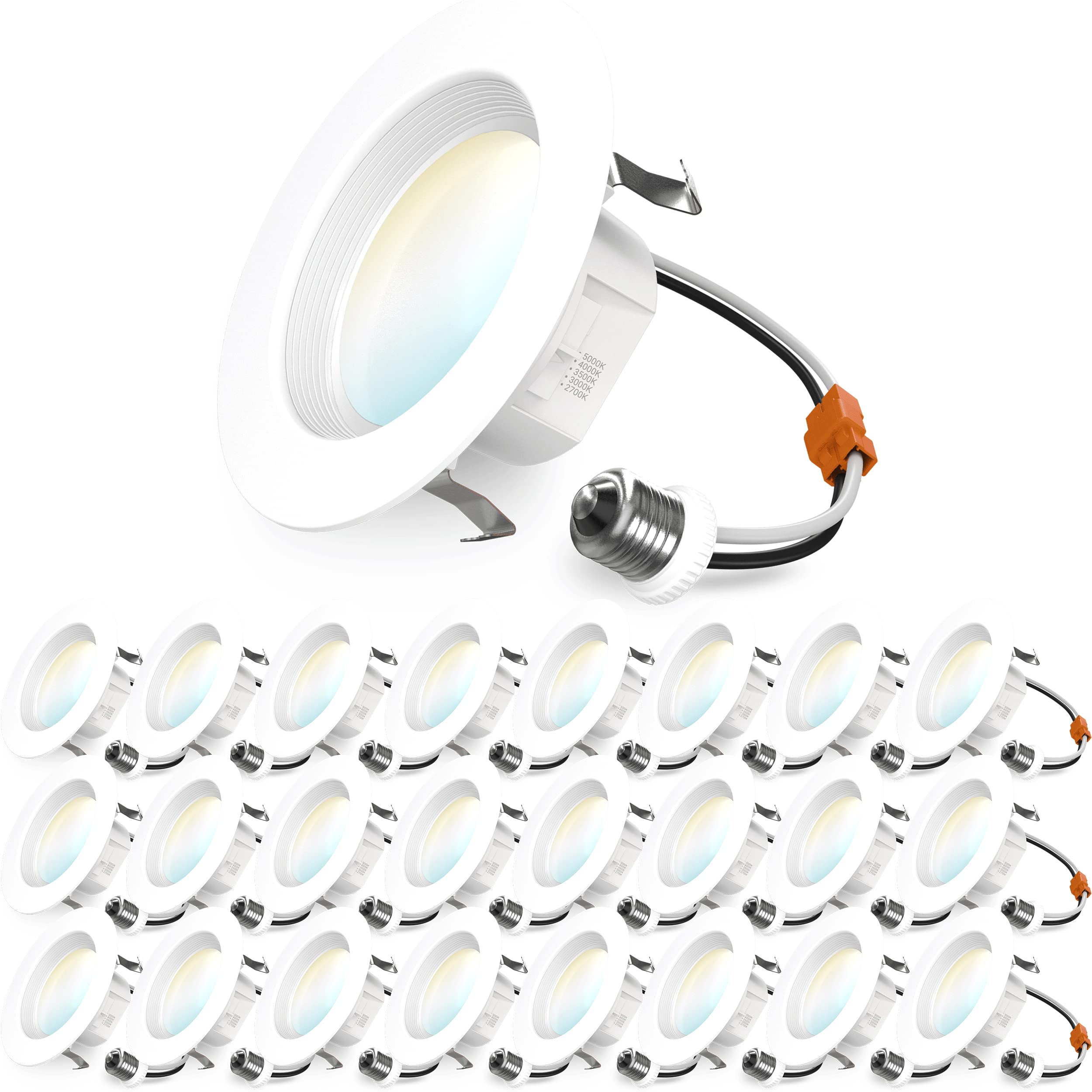 Sunco 24 Pack 4 Inch LED Can Lights Retrofit Recessed Lighting, Selectable 2700K/3000K/3500K/4000K/5000K Dimmable, Baffle Trim, 11W=40W, 660 LM, Replacement Conversion Kit, UL