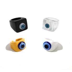 4/8pcs retro trendy y2k style acrylic resin rings set handmade cute colorful candy finger rings for women teen girls-evil eye